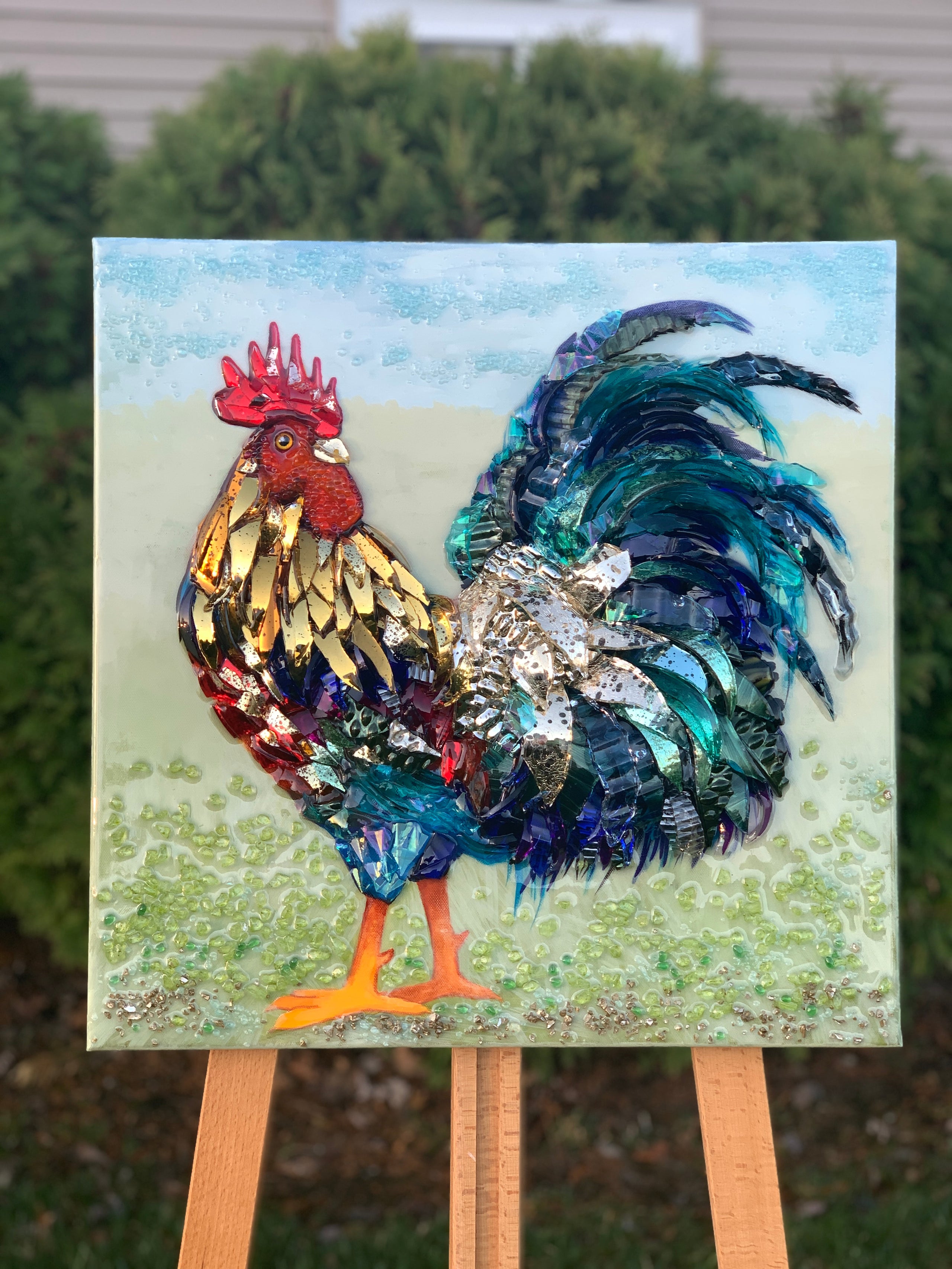 lucky rooster painting class in glass and resin | Agnes Friedlander Art ...