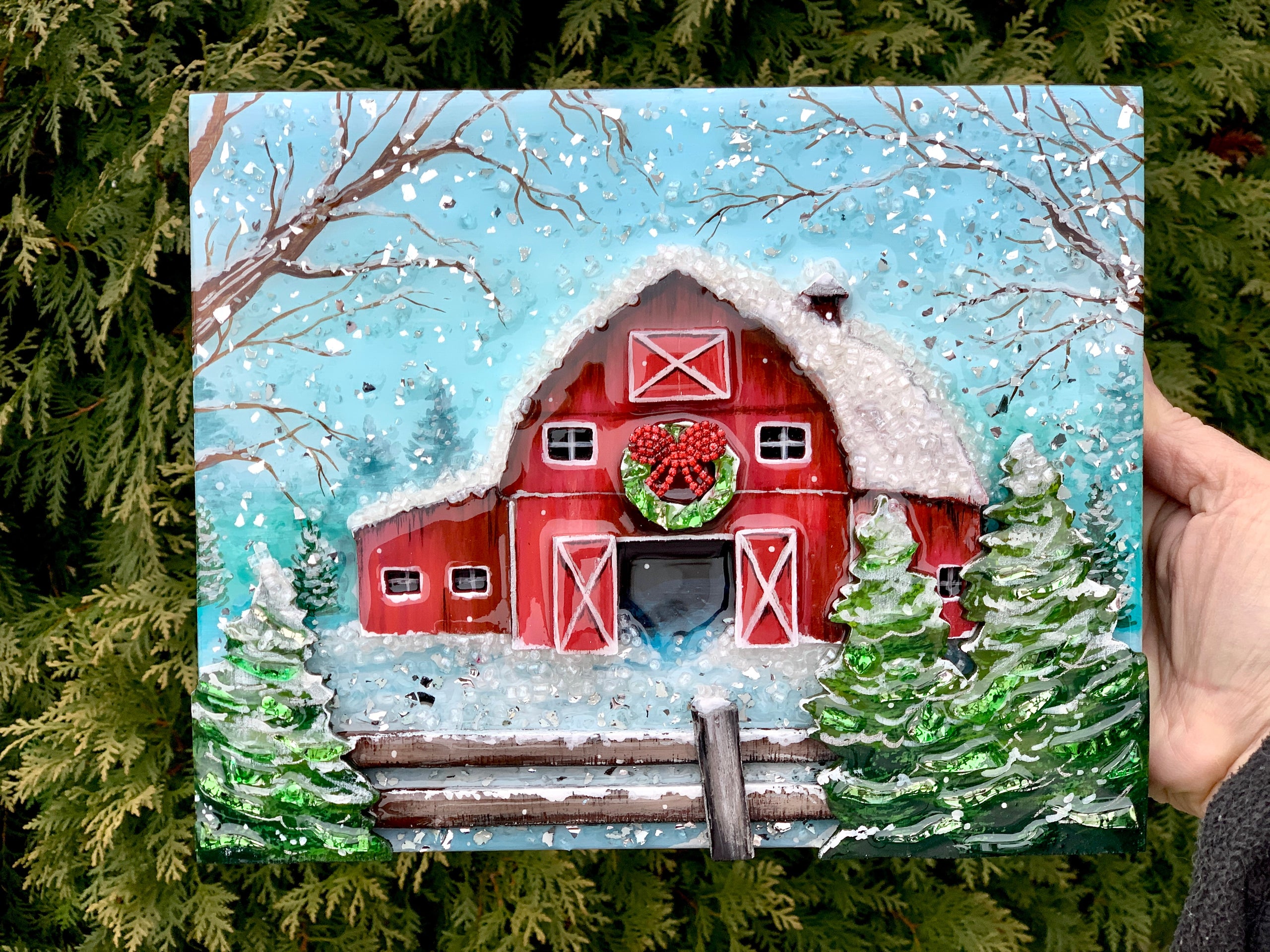 RED BARN in Glass and Resin | Agnes Friedlander Art Studio